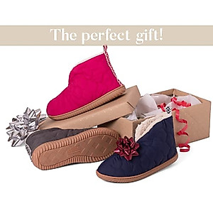 Dearfoams Women's Indoor/Outdoor Warm Up Bootie Slipper, PAVEMENT, Large