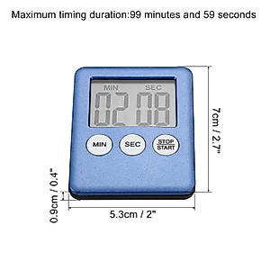 PATIKIL Digital Timer, 1Pcs Small Count Down/UP Clock with Magnetic, Big LCD Display Loud Sounds Minute Second Kitchen Timer for Games, Cooking, Blue