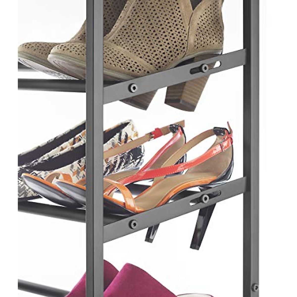 Whitmor Modern Industrial 5-Tier Shoe Rack, Black