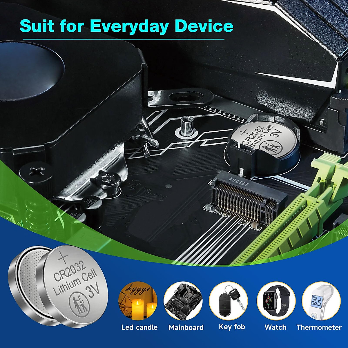 CR2032 3 Volt 230 mAh Lithium Coin Cell Battery 100 Pack