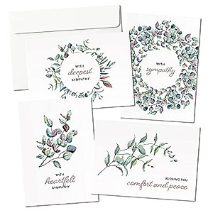 Sympathy Cards with Envelopes - 24 Pre-Scored and Double-Sided Watercolor Condolence Cards - Perfect Mix of Expression and Sympathy to Send to Friends and Family (Watercolor)