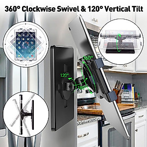 AboveTEK Universal Magnetic iPad Wall Mount, Swivel Holder, 360° Rotating Clamp Fits 6-13" Display Tablets, Strong Attach to Metal Surface on Cabinet Whiteboard Kitchen Fridge Steel Car Chasis