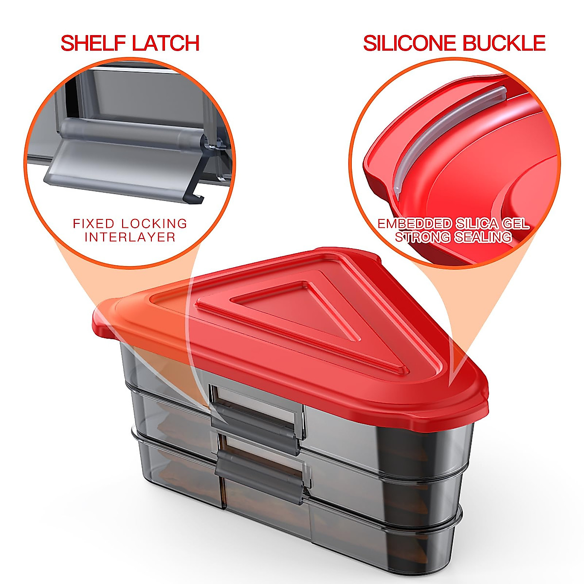 Pizza Storage Container, Expandable Pizza Slice Container, Reusable Pizza Pan Pizza Box Set with Lids to Leftover Organization and Space Saver