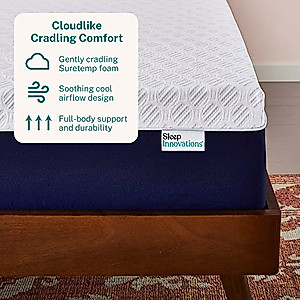 Sleep Innovations Shiloh 14 Inch Memory Foam Mattress With Ventilated Suretemp Foam For Breathability, Queen Size, Bed In A Box, Medium Firm Support