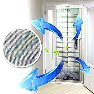 Custom Cut to Size,[ Grey,Embedded, W 40 xH 83 (inch)], Aluminum Retractable Front Screen Door net,Fiberglass mesh with alumium, Mosquito Screens I Bug Net for Doors