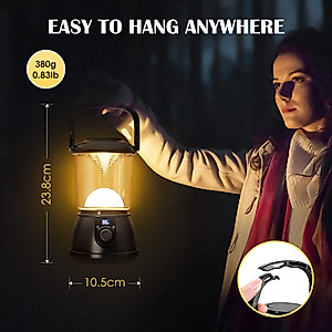 Sinvitron LED Camping Lantern Rechargeable, Up to 150H Play, 5 Light Mode, 5200mAh Power Bank, IPX5 Waterproof, Tent Lights Lantern Flashlight for Power Outages, Hurricane, Emergency, Home (Black)