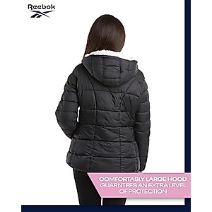 Reebok Women's Winter Jacket - Heavyweight Quilted Puffer Parka Coat - Sherpa Lined Ski Jacket for Women (S-XL), Size Medium, Black