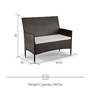 Edenbrook Bayview Rattan Patio Furniture - Outdoor Furniture Set, Set of Three: Loveseat and 2 Chairs, Brown Rattan/Cream