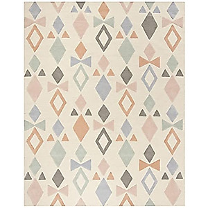 SAFAVIEH Kids Collection 8' x 10' Ivory/Multi SFK901A Handmade Geometric Wool Area Rug