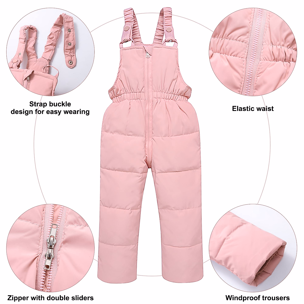 nilikastta 4-5T Toddler Girls Snowsuit Winter Clothes Baby Girl Down Jacket Kids Hooded Fur Coat + Ski Bib Pants Snow Outfits(Pink,4-5T)