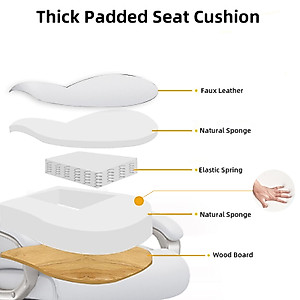 MUZII White Office Chair with Arms, High Back Executive Office Chair Big and Tall, PU Leather Office Desk Chair with Back Support, 360° Swivel Computer Desk Chair for Conference Room