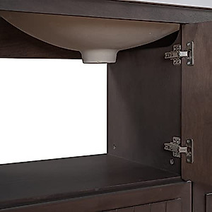 Lifeand, Integrated Combo with White Built-in Ceramic Top & Modern Base Cabinet 36" Bathroom Vanity with Sink, 36'', Brown