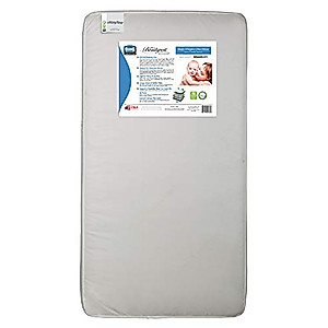 Simmons Kids SlumberTime Emma Convertible Baby Crib N More & Ultra Deluxe 2-in-1 Innerspring Crib and Toddler Mattress, Grey