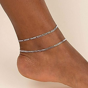 ChicSilver 2.8mm Figaro Chain Anklet 925 Sterling Silver Ankle Bracelets for Women Simple Dainty Waterproof Anklet Womens Anklets Jewelry for Beach Gifts for Mom