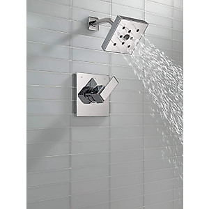 Delta Faucet Ara 14 Series Single-Function Shower Faucet Set, Single-Spray H2Okinetic Shower Head, Chrome Shower Faucet, Delta Shower Trim Kit, Chrome T14267 (Valve Not Included)