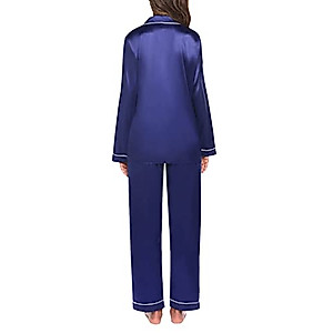 Ekouaer Pajama Set for Women Sleepwear Long Sleeve Sleepwear Set Winter Silky Pajamas for Women, Small