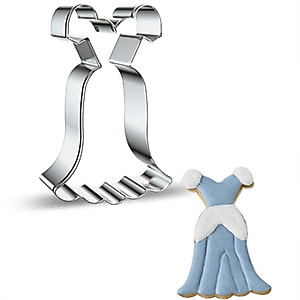 Large Size Dress Shaped Cookie Cutter, Stainless Steel Short Sleeved Wedding Dress Princess Dress Cookie Cutter, 4.9 Inches