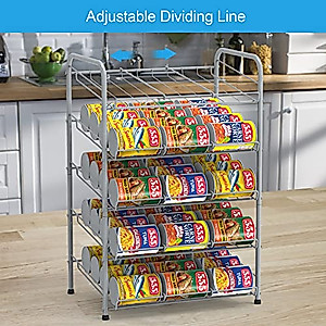 HEOMU 5 Tier Can Rack Organizer, Can Storage Dispenser Holder, Canned Food Storage Organizer for Kitchen Pantry Cabinets Organization and Storage, Silver