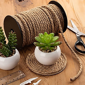 100 Feet Twisted Nautical Rope for Crafts, Thick Hemp Jute Twine, Brown (5mm)