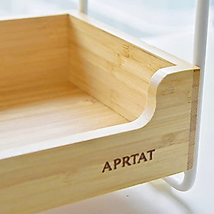 APRTAT Bamboo Bathroom Countertop Organizer, 2 Tier Bathroom Tray, Countertop Storage Shelf, Standing Rack Cosmetic Holder, Spice Rack for Makeup Cosmetic Perfume Skincare Bathroom Supplies and More