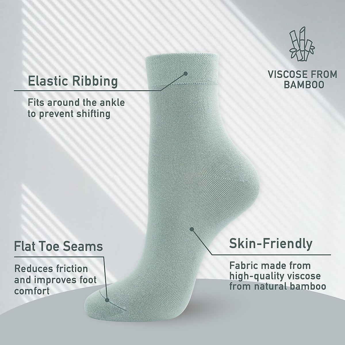 SERISIMPLE Women Thin Bamboo Socks Crew Lightweight Above Ankle Casual Dress Sock For Ladies Bootie Trouser 5 Pairs (Assorted2, Large)