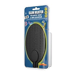 Hydor Betta Bowl Slim Fish Tank Heater, 15-watt, measures 3 3/16 x 6 1/8 inches oval, black; For tanks 5-10 gallons