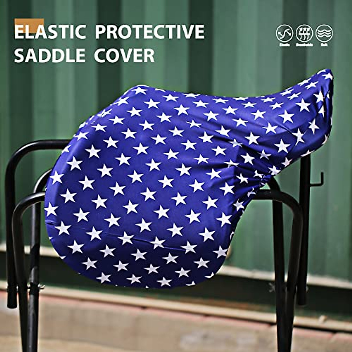 Harrison Howard Stretchy Saddle Cover Keep Saddle Scratch-and-Dust Free Multi-Prints Dressage Saddle Cover-Lined Stars