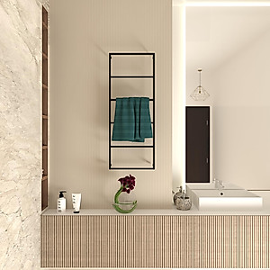 Elegant Wall Mounted 6 Tier Towel Holder, Rust-Resistant, Space-Saving Towel Rack for Effortless Drying, Perfect for Modern Farmhouse Bathroom, Kitchen, or Laundry Room Decor (44"(H) x 18"(W) x 3"(D))