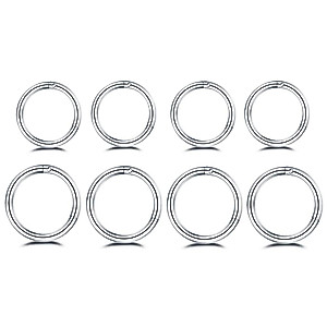 NewZenro 8Pcs Surgical Stainless Steel Sleeper Cartilage Daith Tiny Silver Small Huggie Hoop Earrings Mini Septum Hinged Clicker Nose Ring Helix Tragus Piercing for Women Mens 8mm 10mm Set 18g Gifts