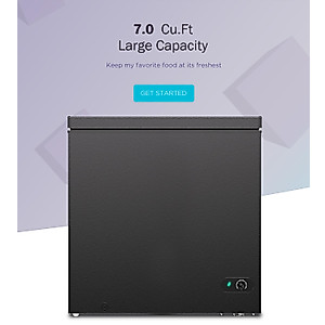 ADT Chest Freezer Free-Standing Top Door Freezers 6.8℉ to -4℉ (Matte Black, 7.0 Cubic Feet)