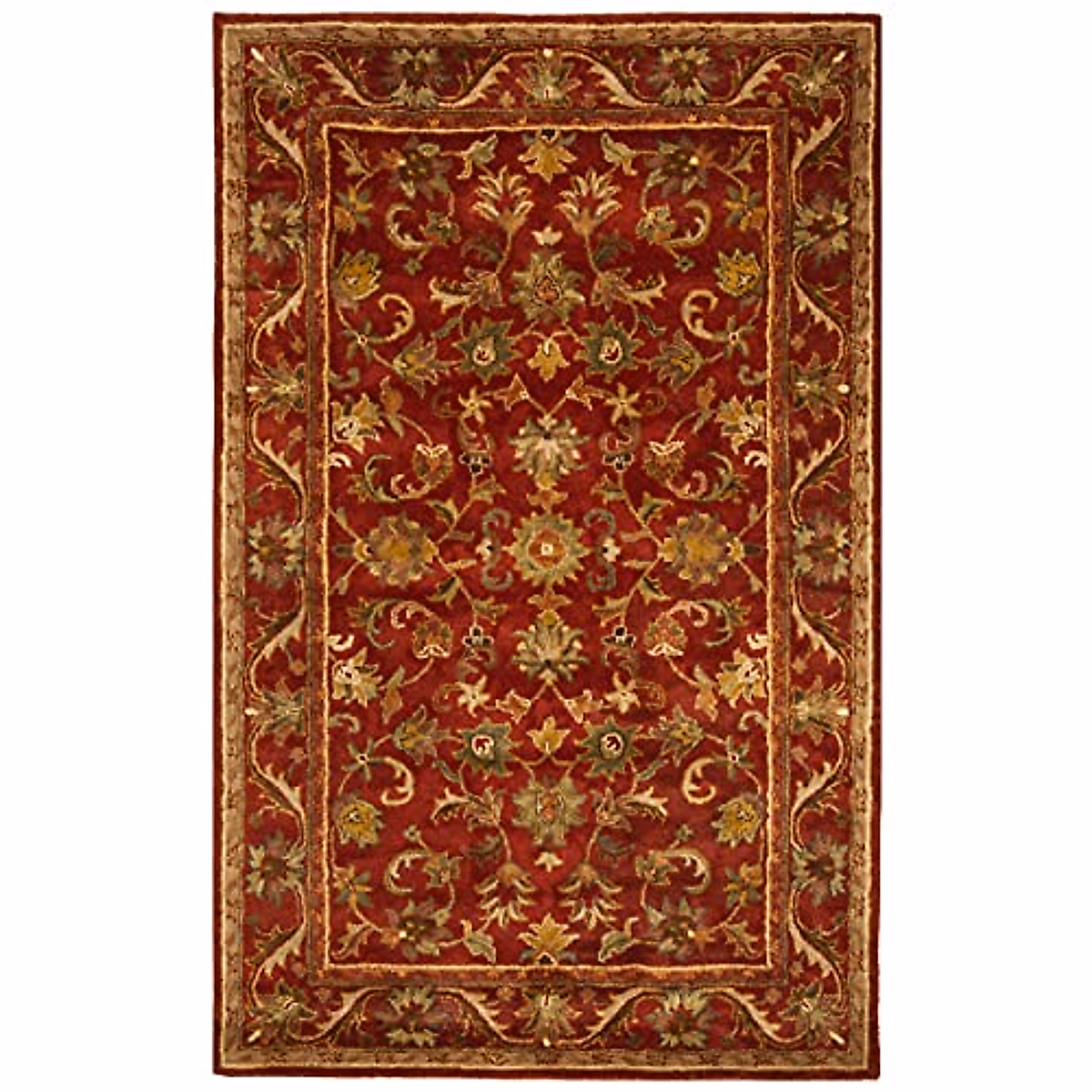 SAFAVIEH Antiquity Collection 9' x 12' Red / Red AT52E Handmade Traditional Oriental Premium Wool Area Rug