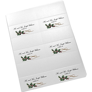 Christmas and Holiday Holly Swirl Printable Place Cards, Set of 60 (10 Sheets), Laser & Inkjet Printers - Wedding, Party, Dinner, and Special Events - Made in the USA