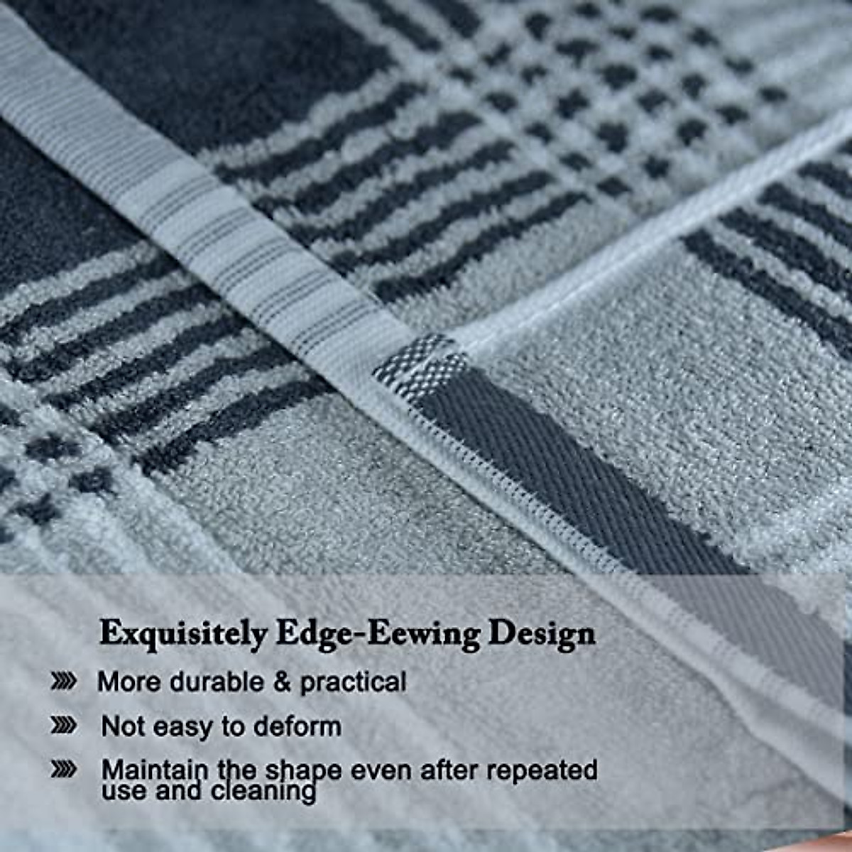 MEMRUI Hand Towels for Bathroom, Ultra Soft and Highly Absorbent, 13 x 28 inches, Guest & Gym Quality Wood Fiber Stripe Hand Towels