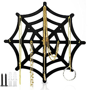 Glenmal Gothic Earring Stand Jewelry Holder Black Key Holder Halloween Bedroom Decor Mount Hanger Decor Organizer for Kitchen Room Home Front Door Entryway Display (Spider Web)