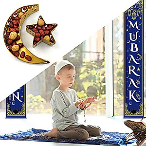 PRETYZOOM 2pcs Crescent Moon Star Tray Ramadan Eid Mubarak Trays Platters Moon Star Dinner Plate Tableware Dessert Food Serving Tray Ramadan Muslim Islamic Party Supply Golden