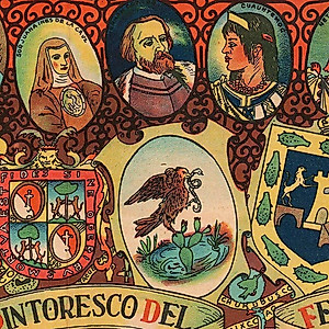 Antiguos Maps Valley of Mexico, Mexico City Pictoral Map c. 1930 - Mapa Pintoresco del Distrito Federal Yalre Dedores - measures 24 inches x 36 inches (610 mm x 915 mm)