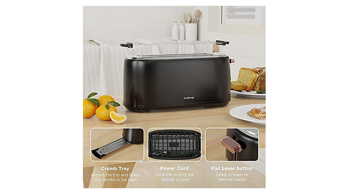 Evoloop 4 Slice Stainless Steel Toaster with Warming Rack