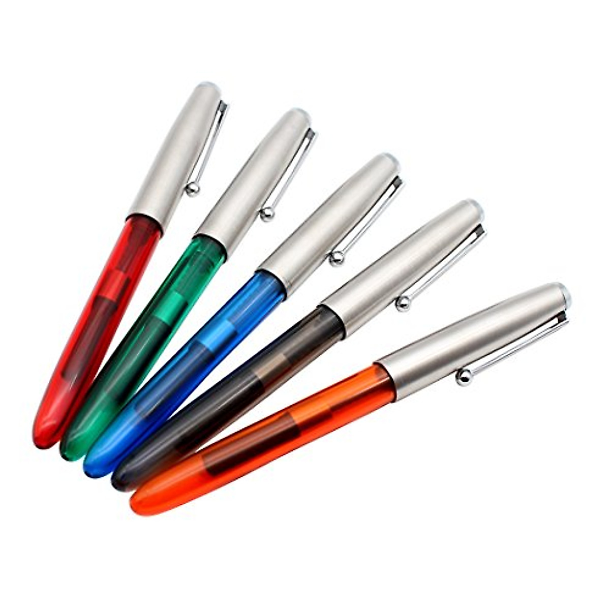 5 PCS Jinhao 51A Plastic Fountain Pen Set, Transparent, Diversity Color(Blue, Green, Grey, Orange, Red)
