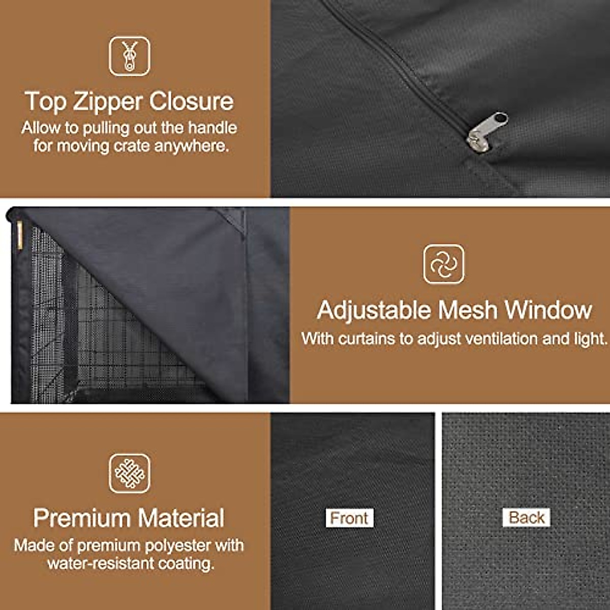 HiCaptain Folding Metal Dog Crate for Cover 42 Inch Wire Pet Cage (Black)