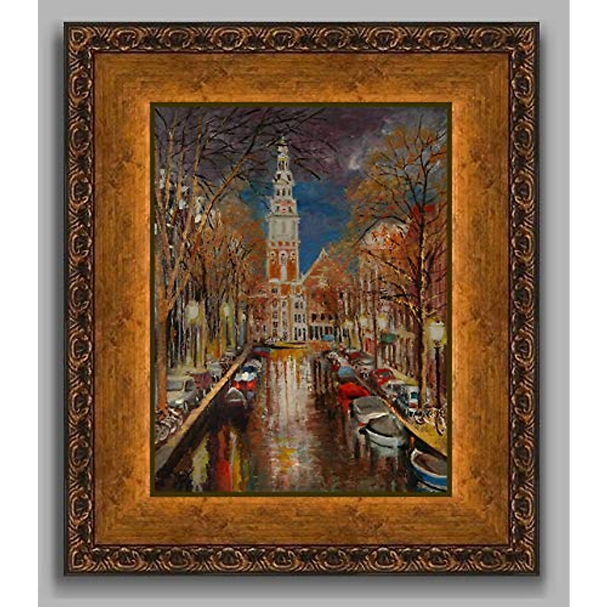 (SOLD) Winter's Arrival, Amsterdam - canal of the Netherlands by internationally renown painter Yary Dluhos