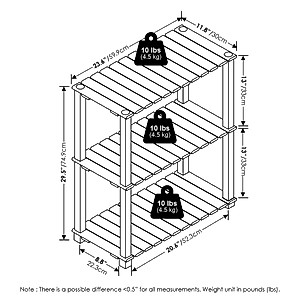 Furinno Pangkor 3-Tier Turn-N-Tube Indoor Outdoor Plant Shelf Wood Stand with Square Poles, Natural/Black