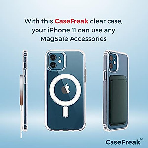 CASEFREAK Clear Case for iPhone 11 Pro with Magnetic Ring, Compatible with Mag-Safe Accessories, Slim Fit Anti-Yellowing Protective Case for iPhone 11 Pro (5.8" Screen)