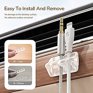 Syncwire Clear Cable Clips - Cord Holders - Self Adhesive Cable Management Organizer - Home, Office, Cubicle, Car, Nightstand, Desk Accessories - Gift Ideas Men, Women, Dad, Mom (5 Packs/15 Slots)