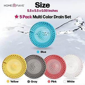 Drain Hair Catcher Stopper 5pcs Bathroom Accessories Set, Durable Silicone Shower Hair Drain Catcher, Drain Cleaner Sink Strainer Covers Drain Hair Stoppers for Tub, Bathtub, Kitchen