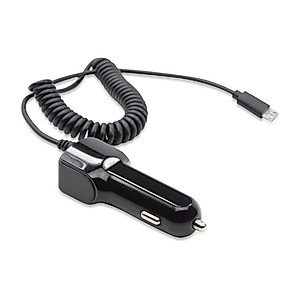 BoxWave Car Charger Compatible with Plum Ram 8-3G - Car Charger Plus, Car Charger Extra USB Port with Integrated Cable for Plum Ram 8-3G - Black