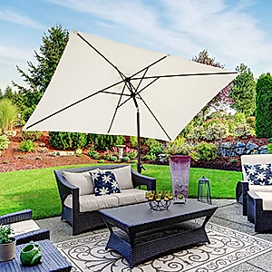 Pure Garden 50-LG1277 Rectangular Patio Umbrella, Beige
