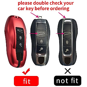 xjyongwx Key Fob Cover Case Shell Holder Compatible with Cayenne Boxster Panamera Macan 718/911/918 Aluminum Alloy Silicone( Red)