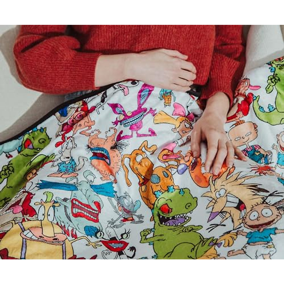 Nickelodeon Cartoon Collage Fleece Throw Blanket | Soft Polyester Cover For Sofa, Bed | 45 x 60 Inches