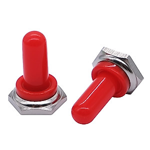 mxuteuk 5pcs Red 12mm Rubber Rocker Toggle Switch Knob Hat Waterproof Boot Cover Cap Ten-MZ-R