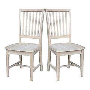 Set of 2 Mission Side Chairs 39.2"H, Solid Parawood Kitchen Dining Furniture, Stylish Comfortable Chairs for Dining Room, Paint or Stain to Match Your Decor, Unfinished
